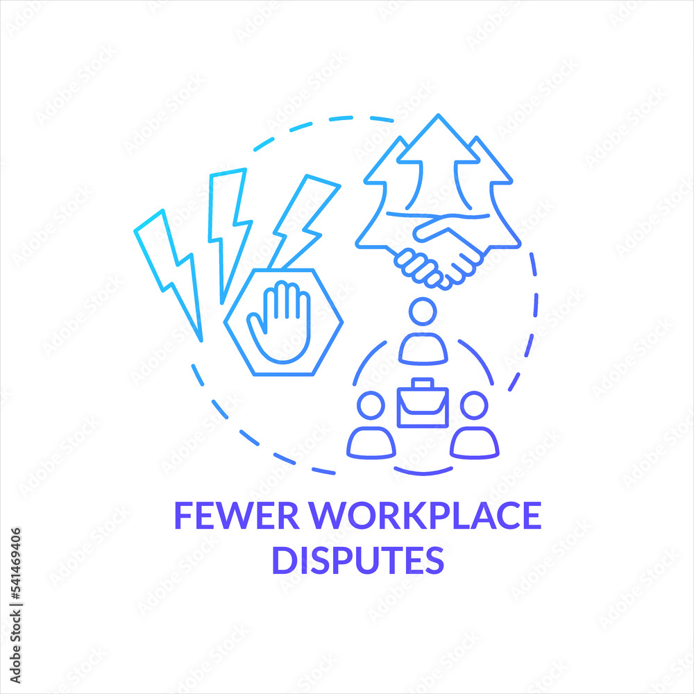 Lowering workplace disputes blue gradient concept icon. Avoid conflicts ...