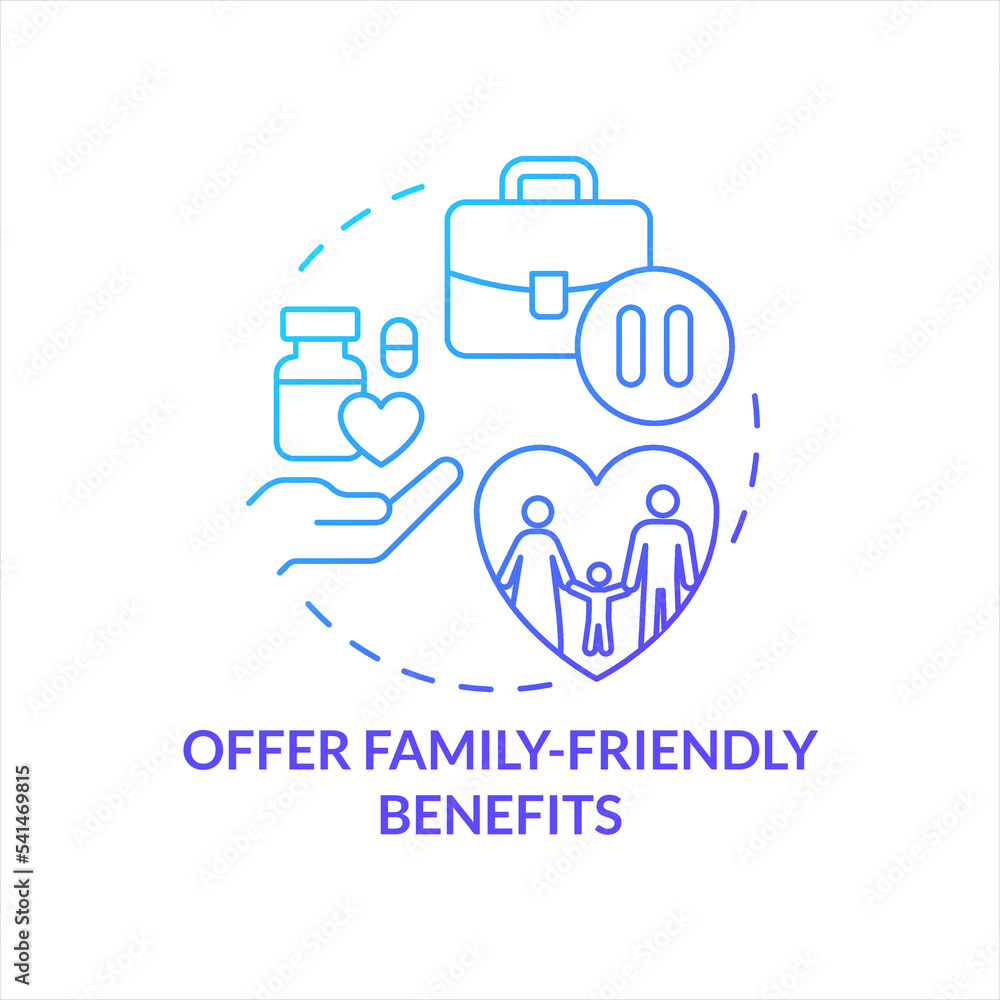 Offer family-friendly benefits blue gradient concept icon. Employer ...