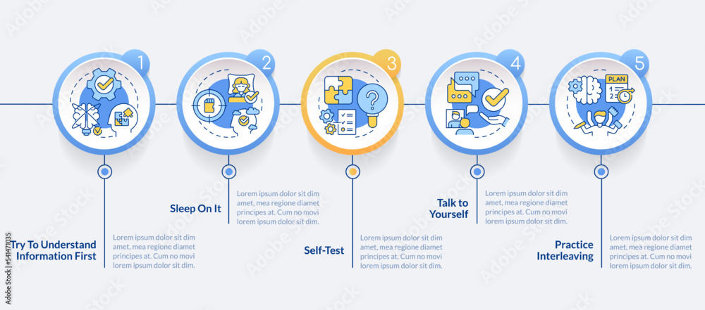 Easy memory tricks circle infographic template. Improve memorization ...