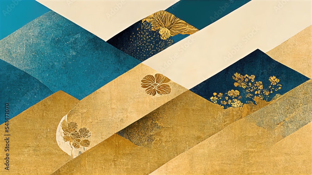 Gold and blue leaning triangles, Japanese textures Japanese traditional ...