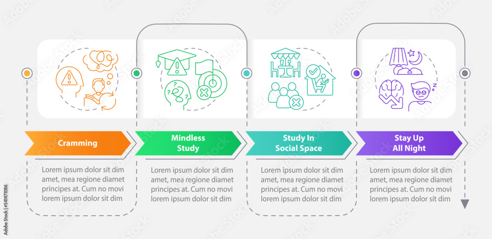 Unproductive ways to study rectangle infographic template. Learn. Data ...