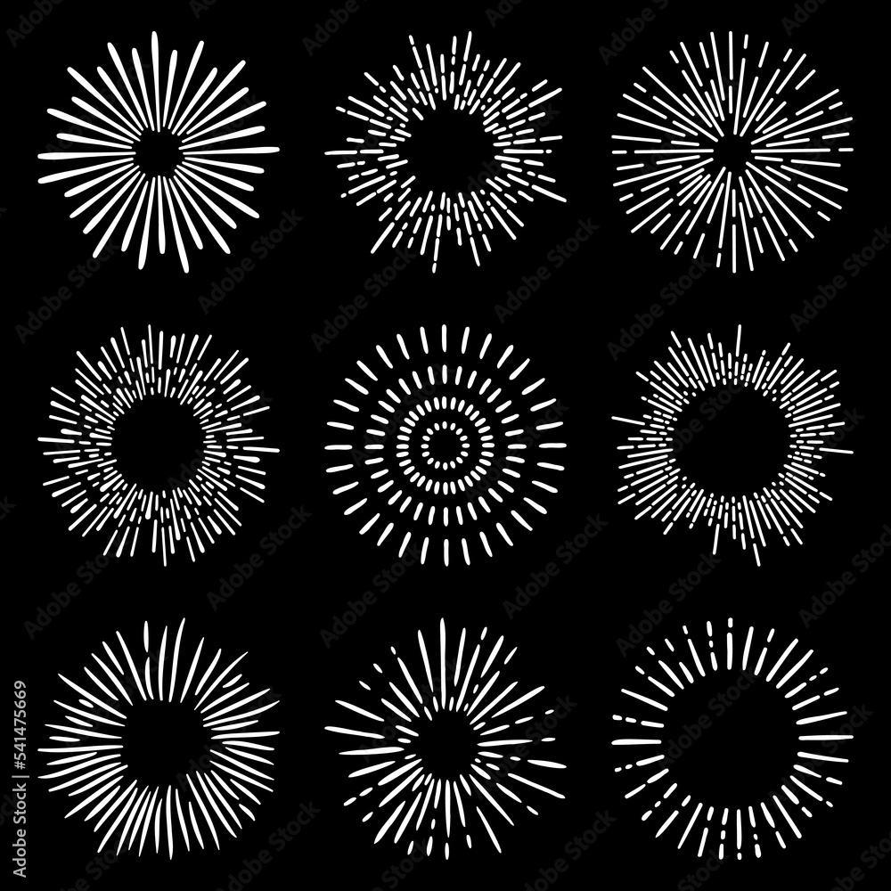 White Sunburst Vector Collection Stock Vector | Adobe Stock