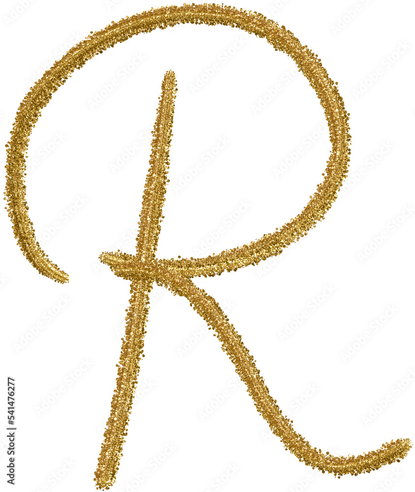 Gold Calligraphy Alphabet Letter R, Cursive R Stock Photo | Adobe Stock