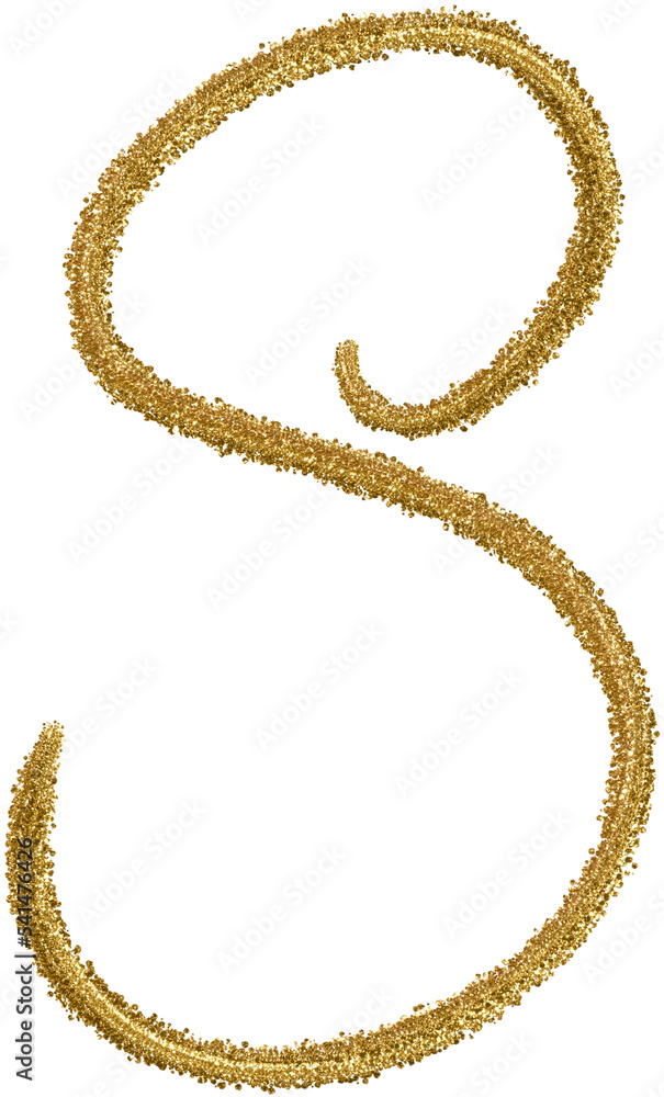 Gold Calligraphy Alphabet Letter S, Cursive S Stock Photo | Adobe Stock