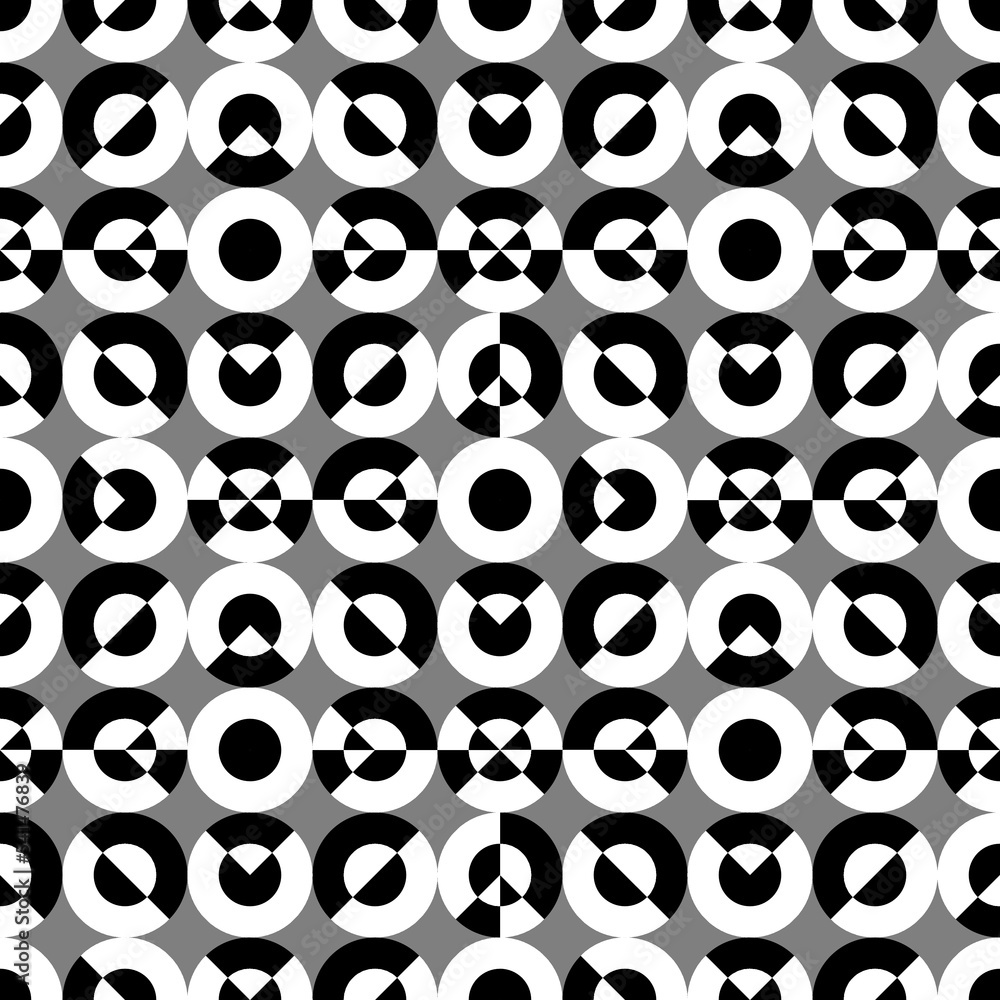 Vecteur Stock circle and semicircle Black. Seamless geometric pattern ...