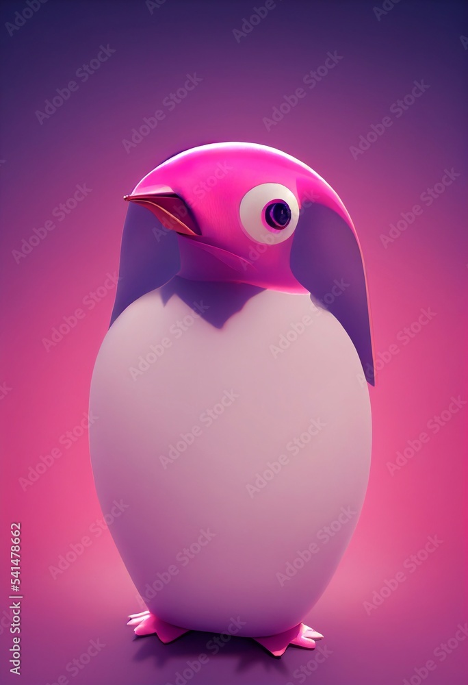 Cartoon style pinguin standing in pink water Stock Illustration | Adobe ...