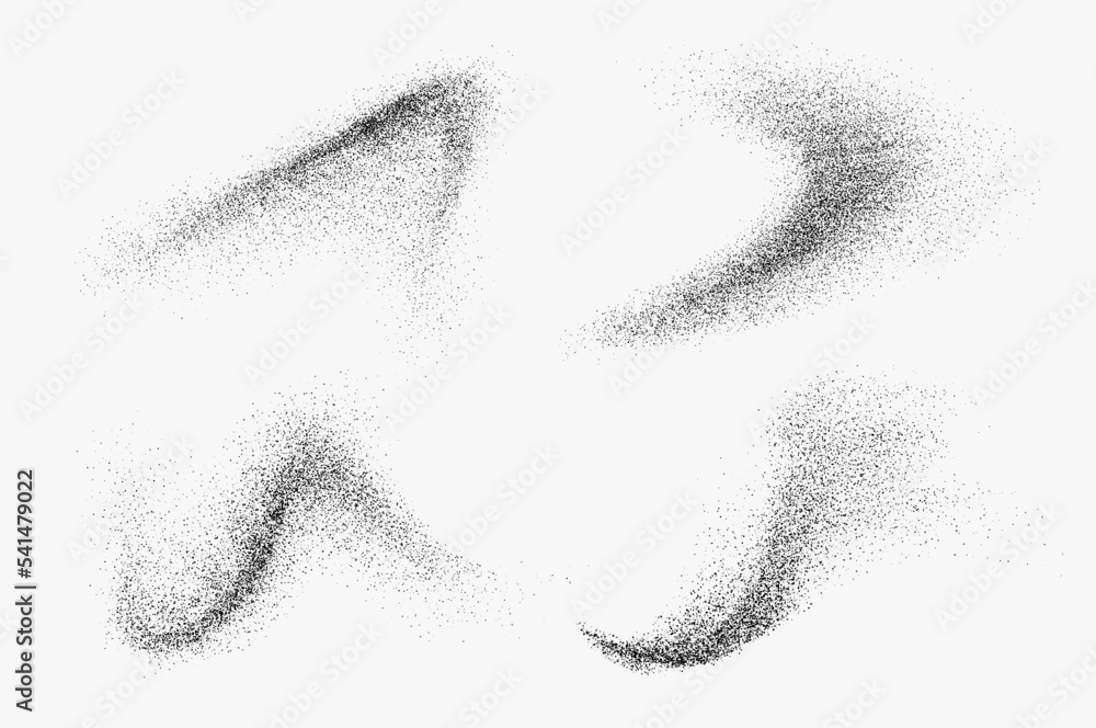 Charcoal splashes, black dotwork grain texture, abstract stipple sand ...