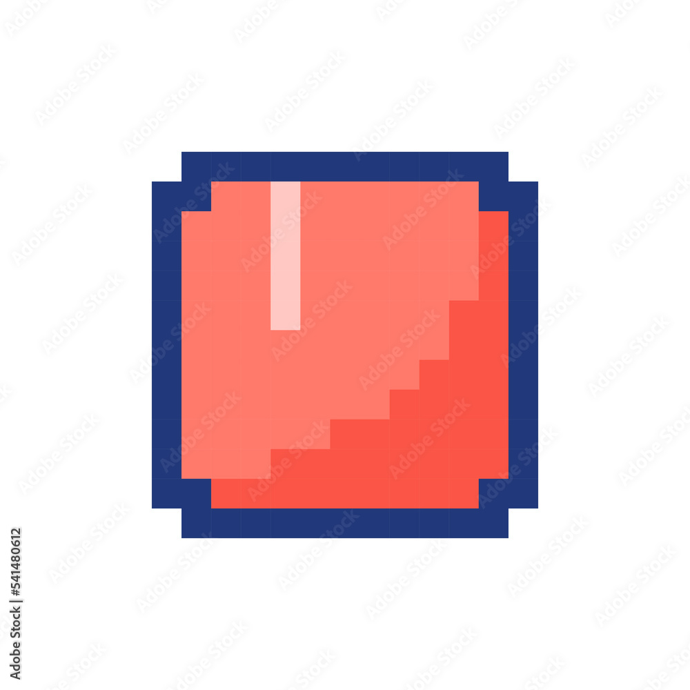 Stop button pixelated RGB color ui icon. Music player bar. Play ...