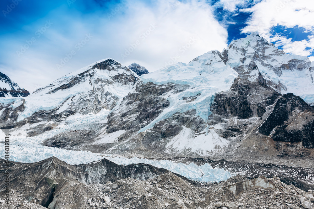 Mount Everest and Nuptse view in Sagarmatha National Park in the Nepal ...