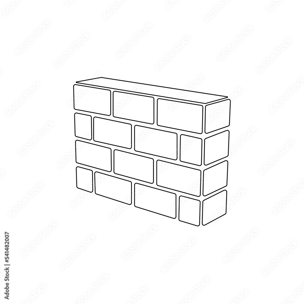 Brick wall outline symbol isolated white background Stock Vector ...