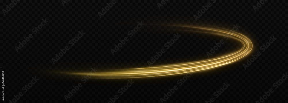 Golden sparkle lines on transparent background. Glitter trail effect ...