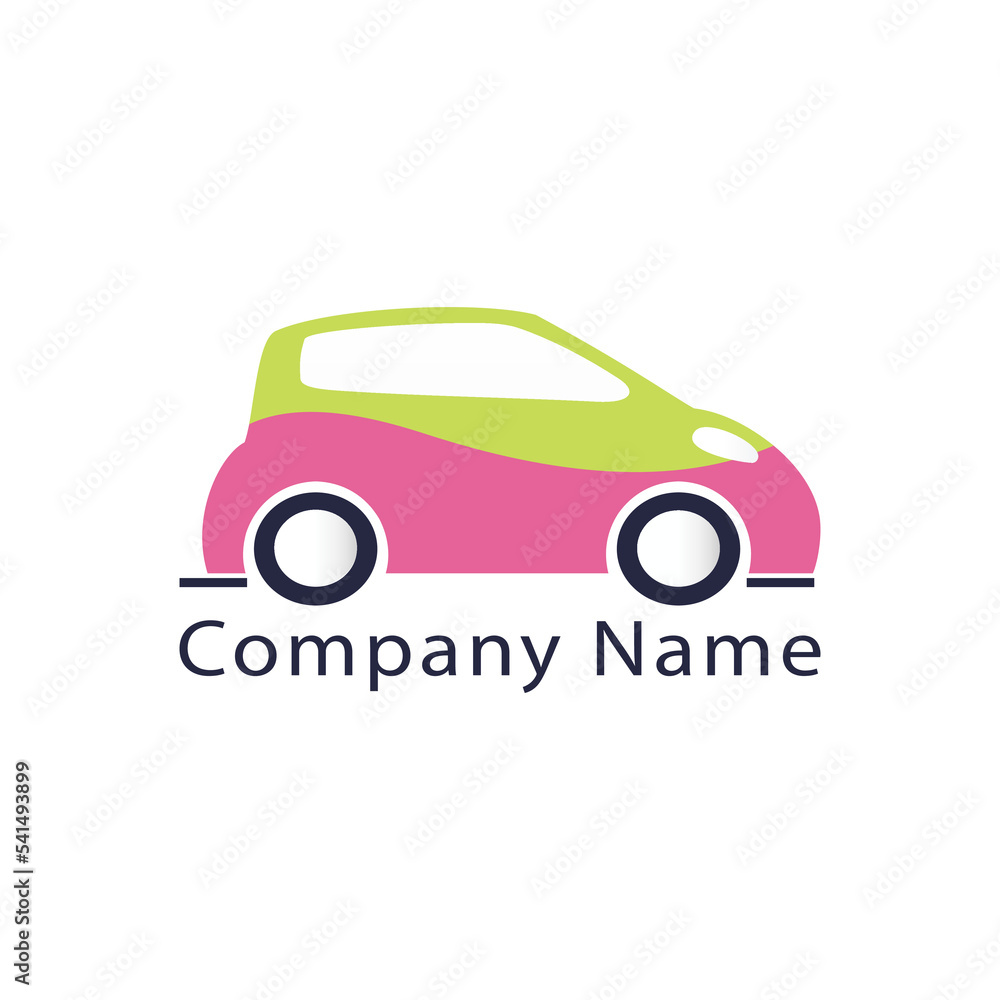 Modern taxi car logo design with pink and green colors on white ...