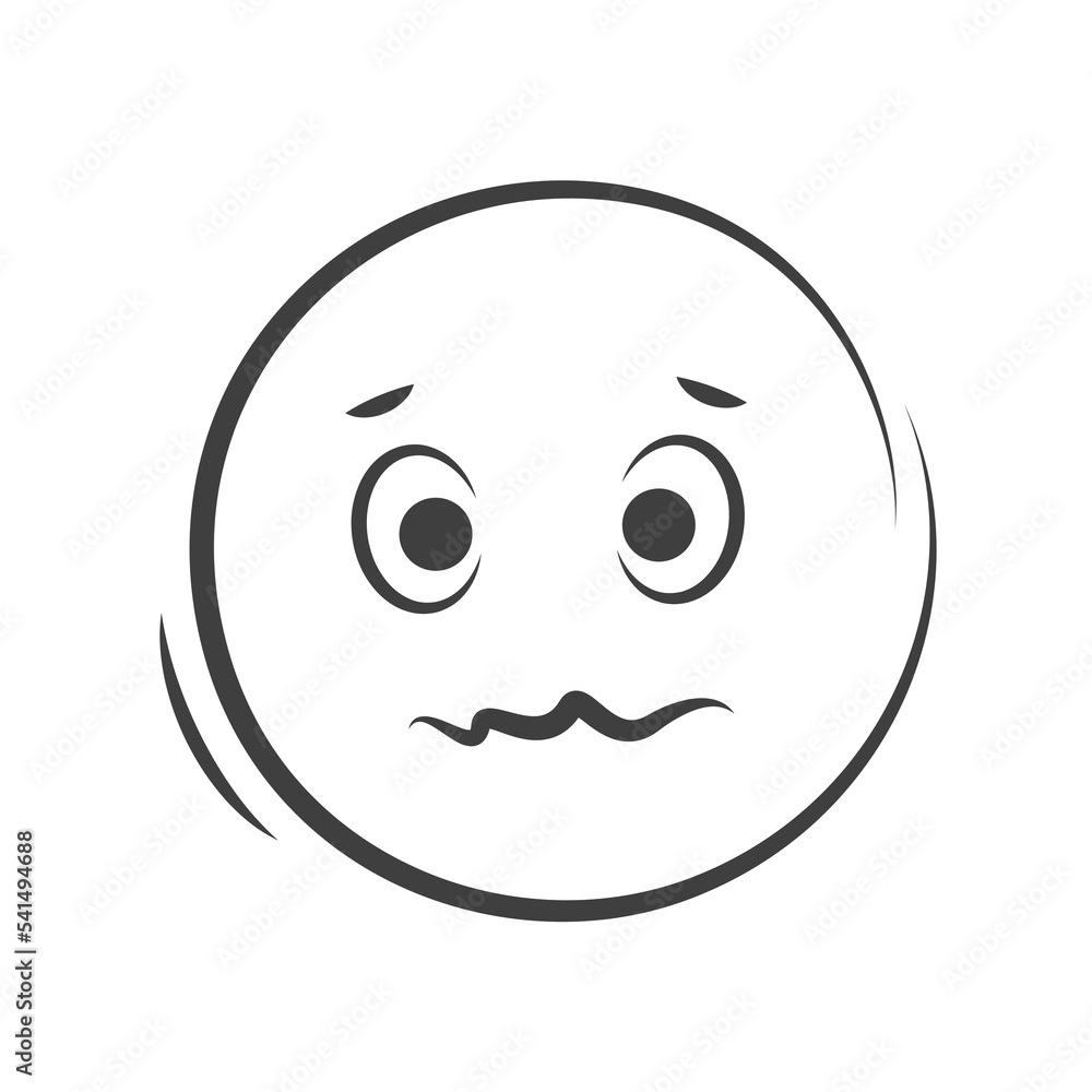 Frightened emoticon, shocked emoticon emoji icon isolated on white ...