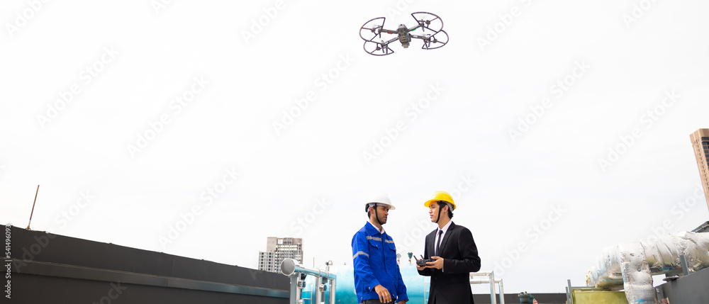 Professional inspection engineering use drone for survey building under ...