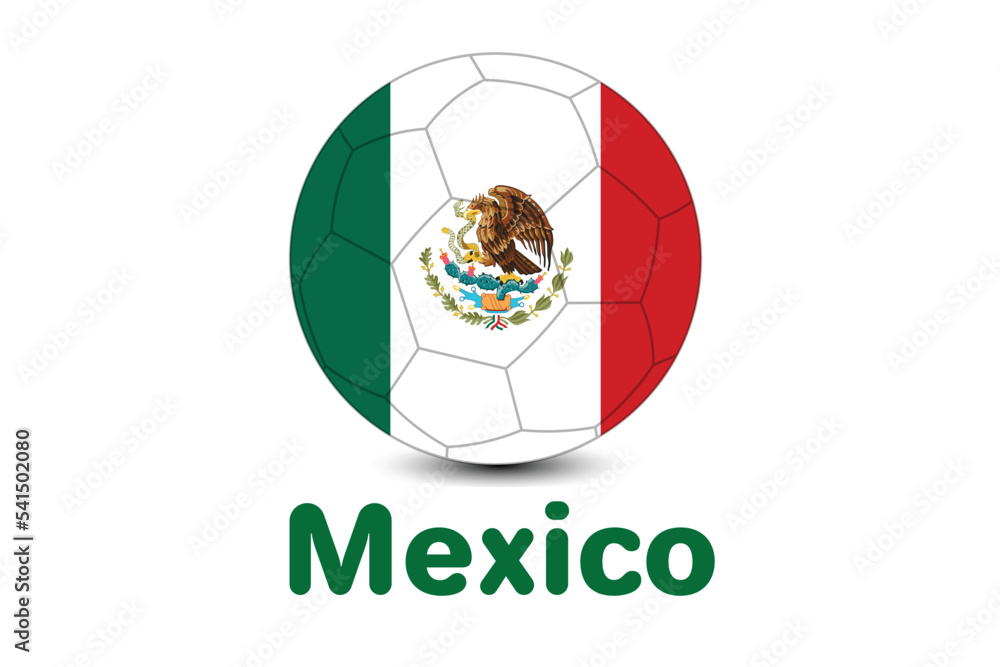 Mexico Flag, Football illustration For Fifa Worldcup 2022. Qatar world ...