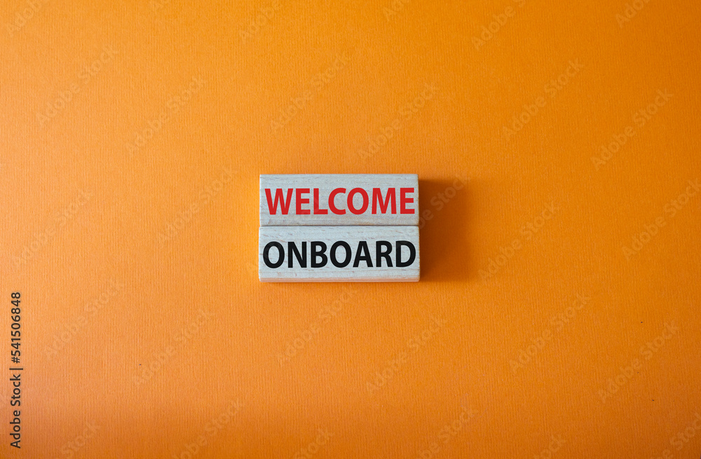 Welcome onboard symbol. Concept words Welcome onboard on wooden blocks ... Welcome onboard symbol. Concept words Welcome onboard on wooden blocks ...