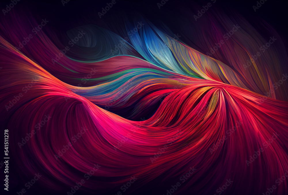 Colorful dark background texture, wavy silky black, red and other ...