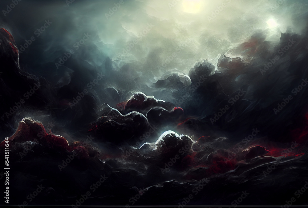 Colorful dark background texture, wavy silky black, red and other ...
