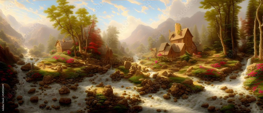 Artistic concept illustration of a house on the rock, background ...