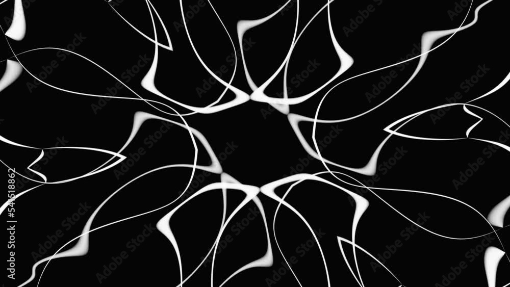 Black and white animated kaleidoscope of geometric shapes. Loopy ...