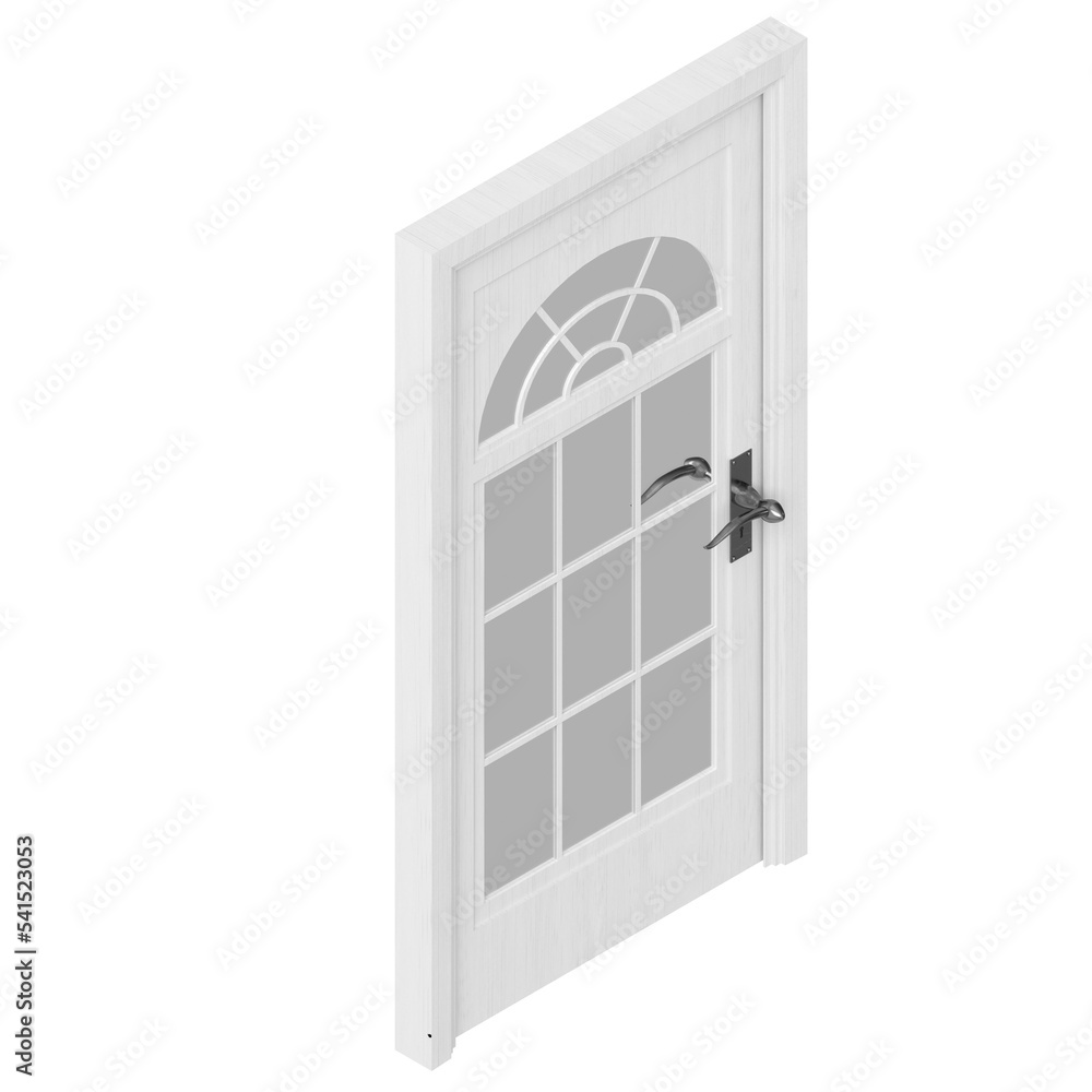 3d rendering illustration of an half Moon casement window door Stock ...