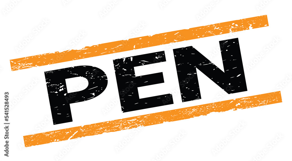 PEN text on orange rectangle stamp sign. Stock Illustration | Adobe Stock