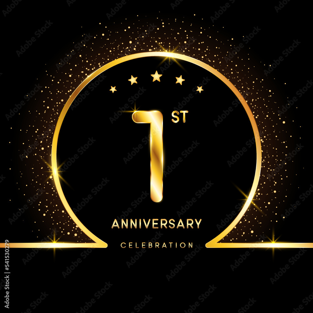 1st Anniversary. Golden Anniversary template design for celebration ...