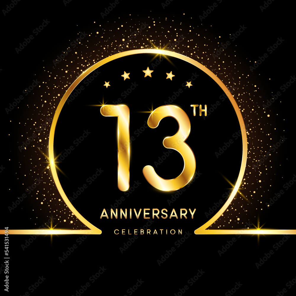 13th Anniversary. Golden Anniversary template design for celebration ...