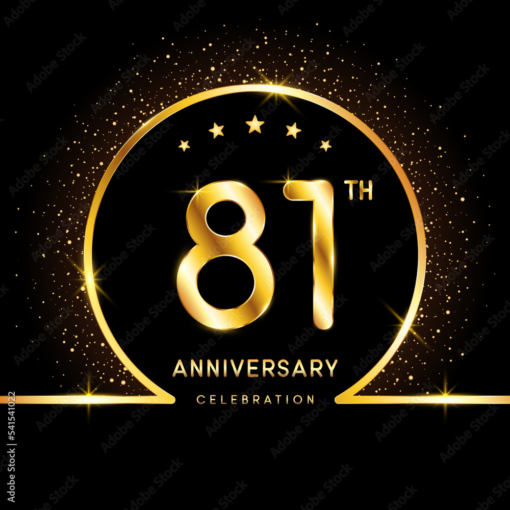 81th Anniversary Golden Anniversary Template Design For Celebration