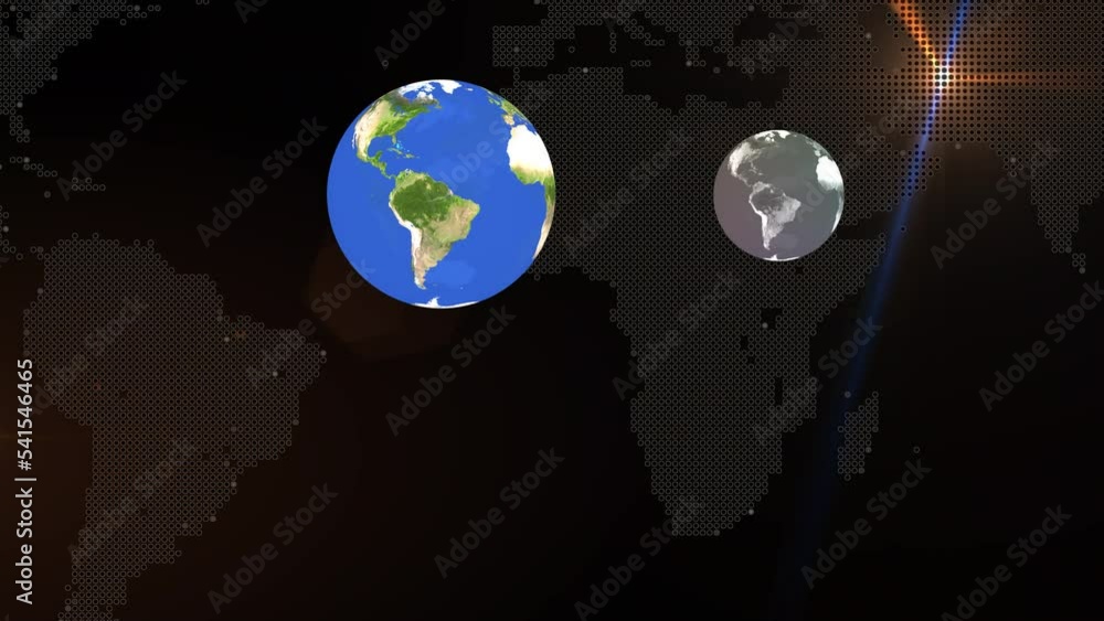 Technology news background and planet rotating, Global earth map ...
