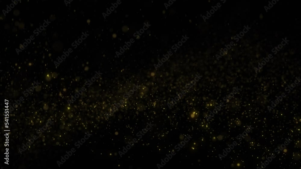 Looped gold color flicker dot particles motion on clean black copy ...