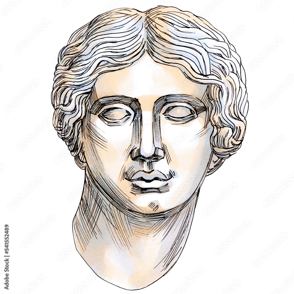 Hand drawn sketch markers illustration of ancient Greek goddess ...