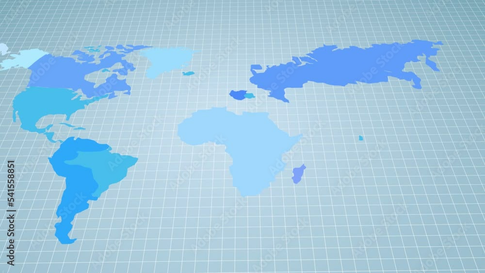 World map appearance by region. 2D map of the world. cartoon card with ...