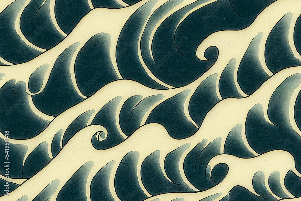 Abstract Waves Pattern inspired by Japanese Ukiyo-e art Style. Stock ...