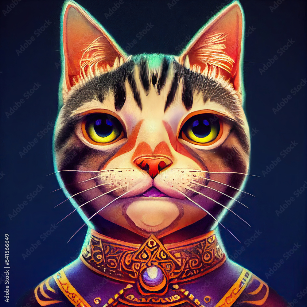 Cat Prince, royalty, 3D Abstract Cartoon, Generative AI Art Stock ...
