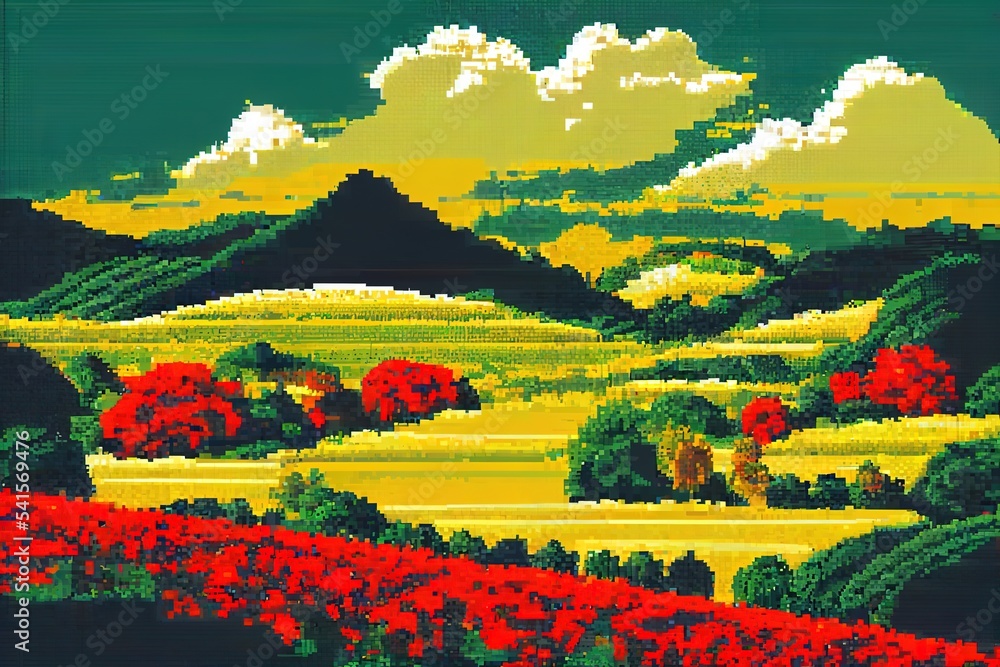 Pixel art of Loire Valley, France for NFT, wallpaper, game, other ...