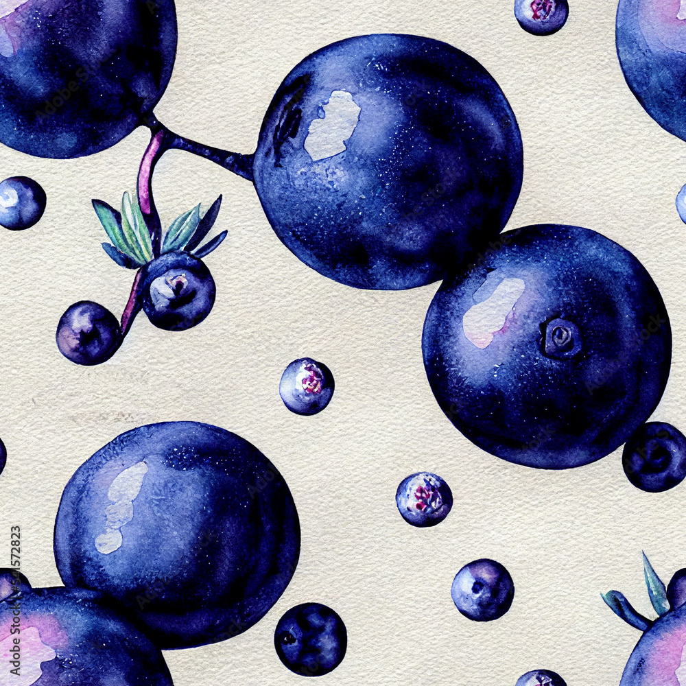 Blueberry fruit seamless background. Return repeat pattern. Vintage ...