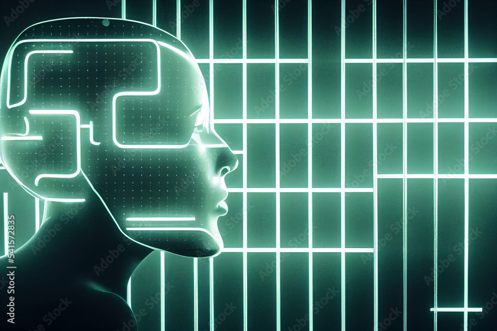 Artificial intelligence, android, cyborg, AI generated art Stock ...