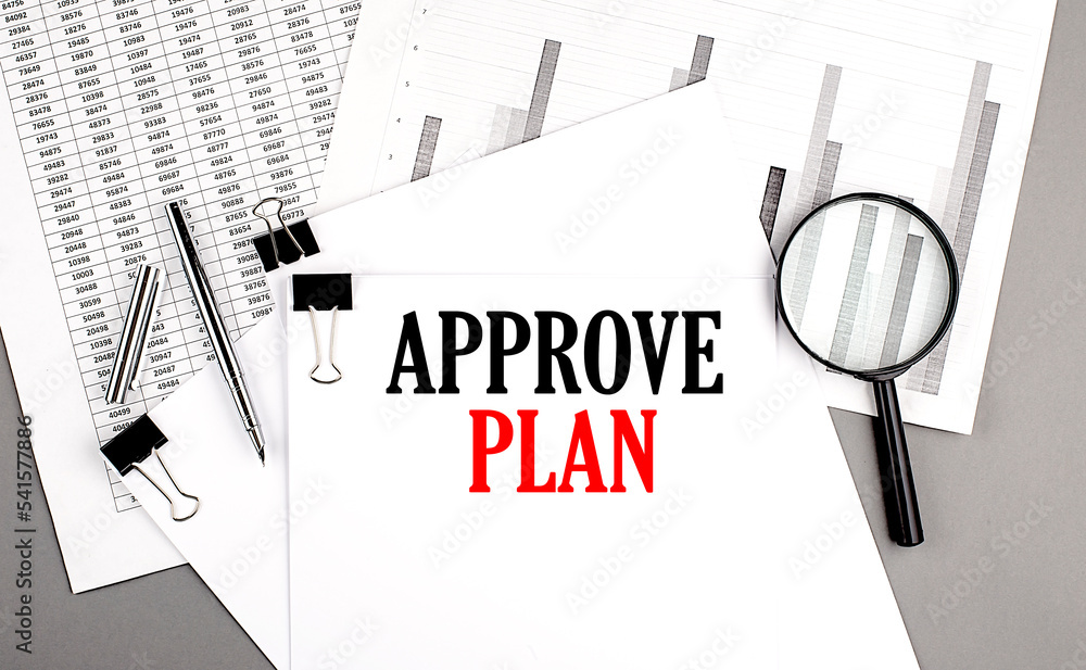 APPROVE PLAN text on paper on chart background Stock-Foto | Adobe Stock
