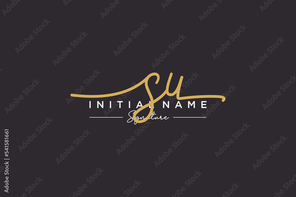 Initial SU signature logo template vector. Hand drawn Calligraphy ...