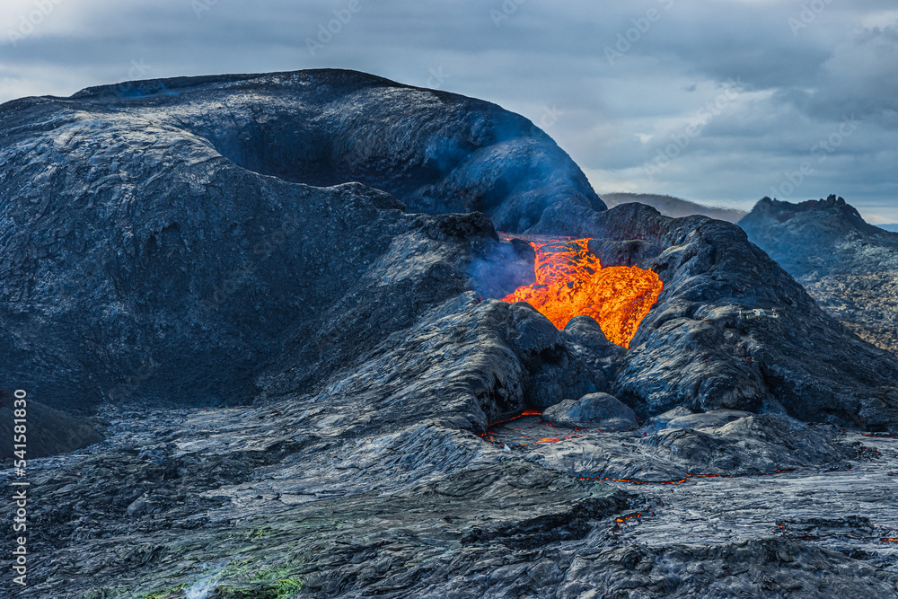 Volcanic crater in Iceland. Active volcano of Reykjanes Peninsula ...