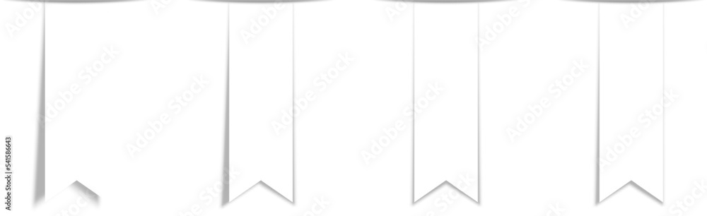Vector set of 4 blank stickers. Paper bookmark ribbons with different ...