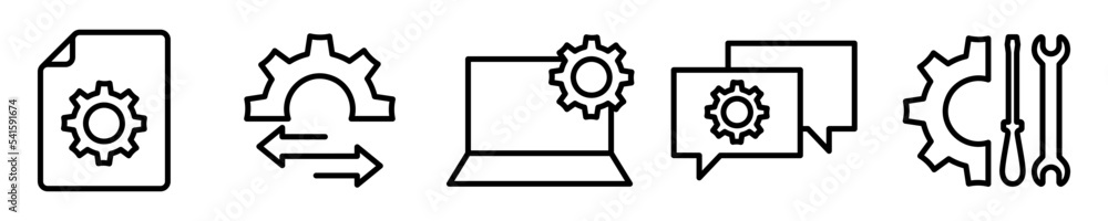 Conjunto de iconos de configuración. Ajustes del sistema, herramientas ...