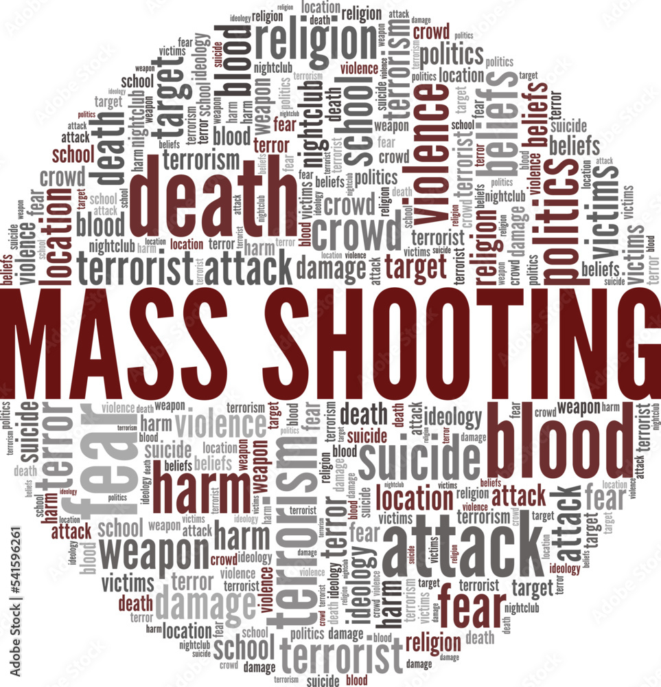 Mass Shooting word cloud conceptual design isolated on white background ...
