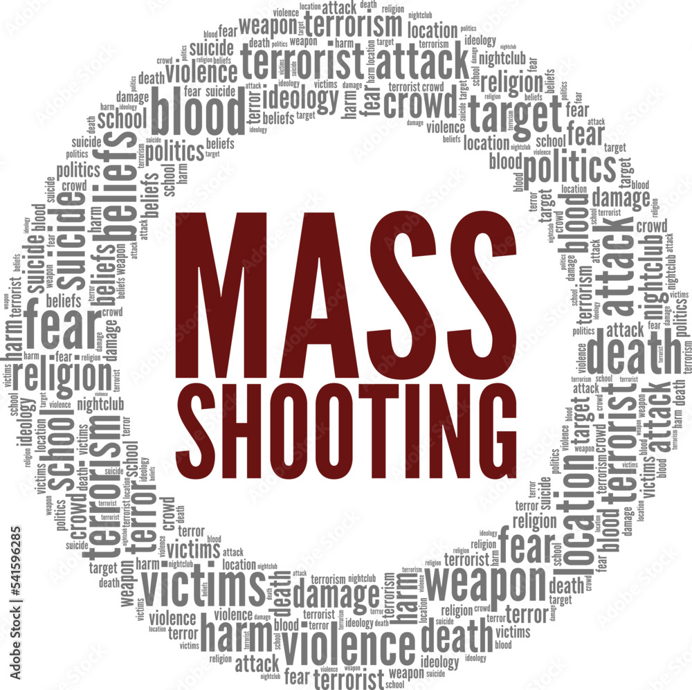 Mass Shooting word cloud conceptual design isolated on white background ...