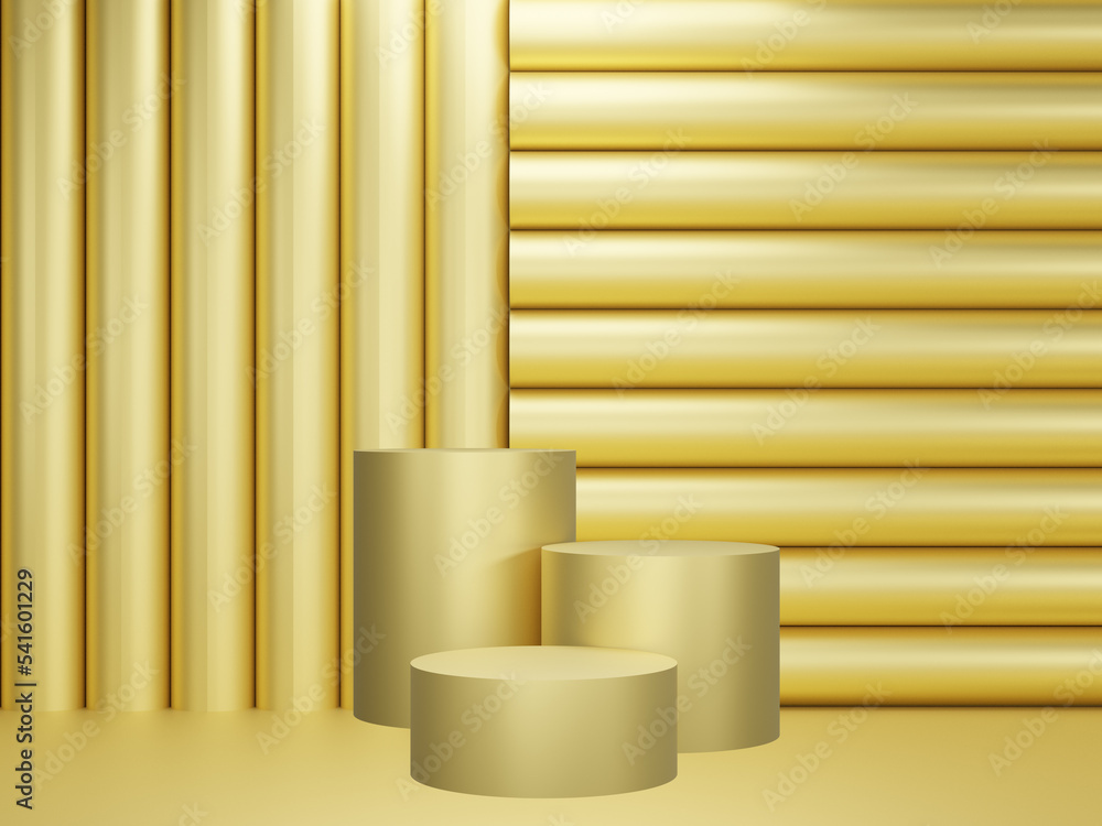 Gold product background stand or podium pedestal on advertising display ...