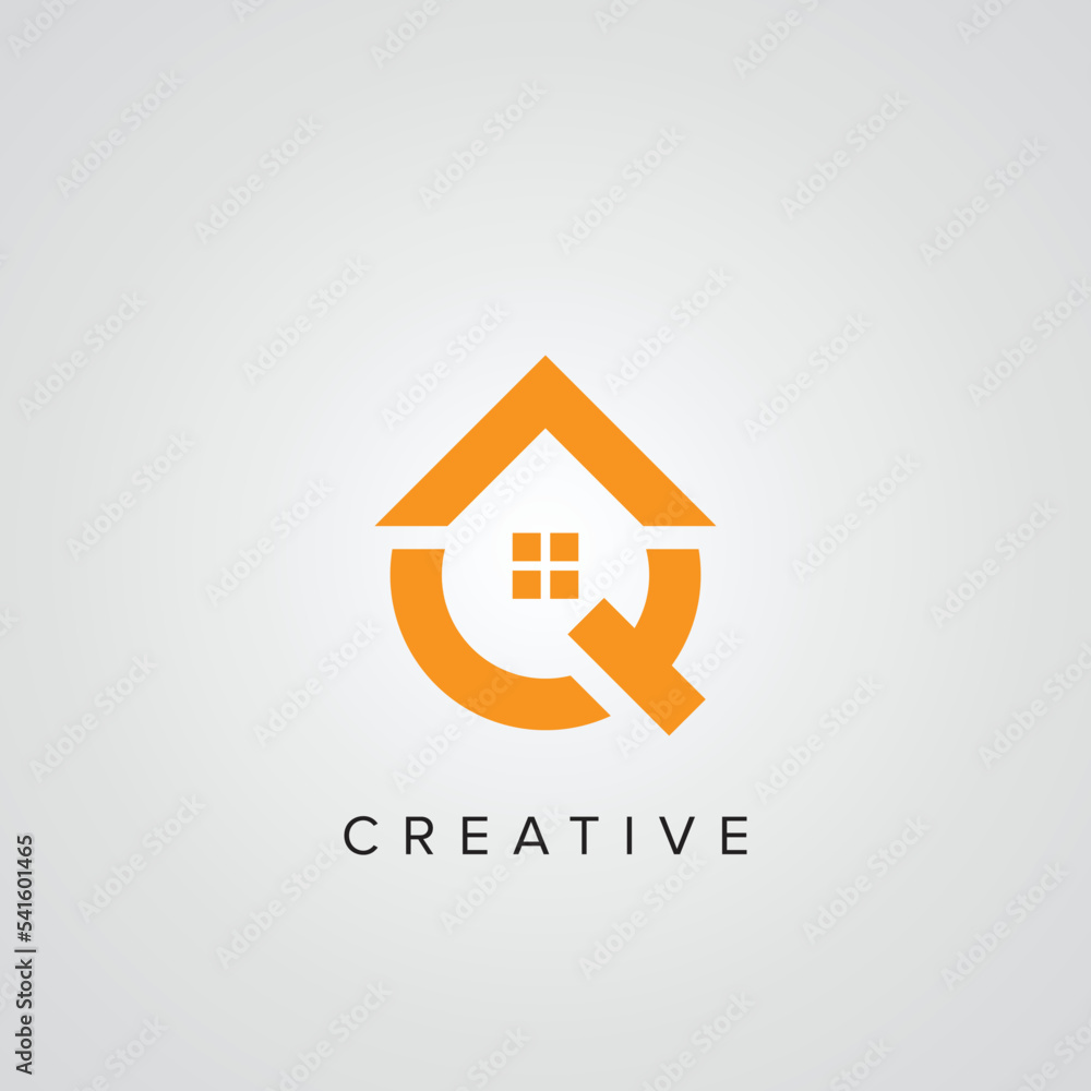 Abstract letter Q real estate house logo design vector illustration ...