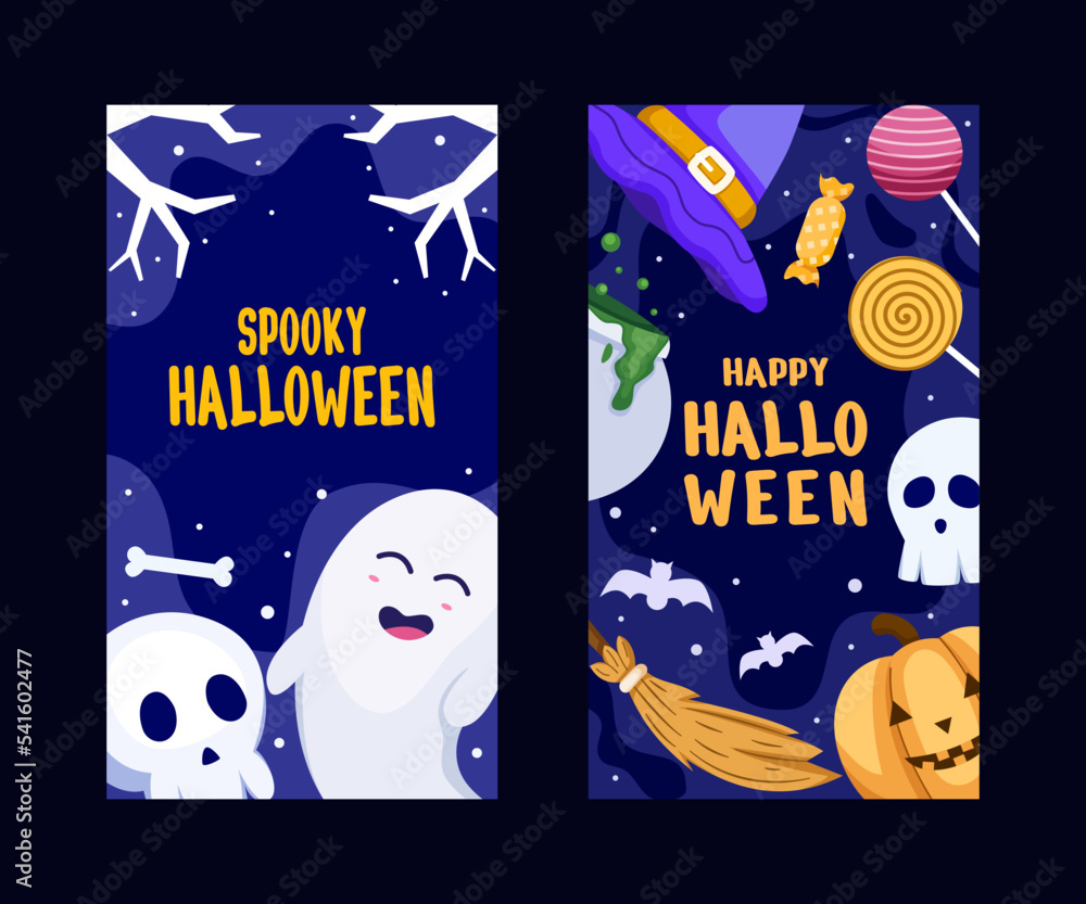 Halloween social media stories collection design. Spooky Halloween ...