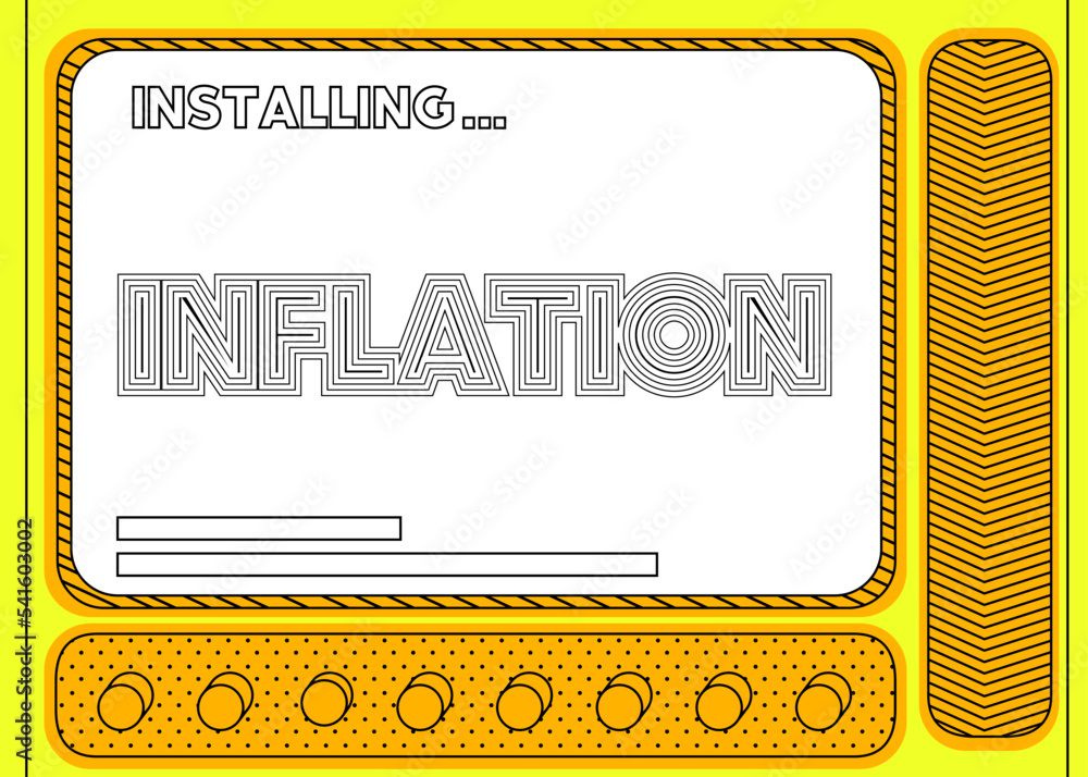 Cartoon Computer With the word Inflation. Message of a screen ...