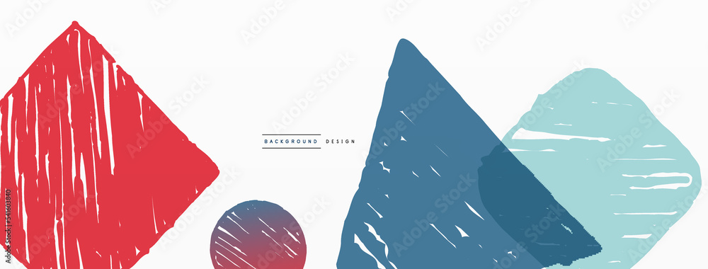 Abstract background. Hand drawn geometric shape - square, circle and ...